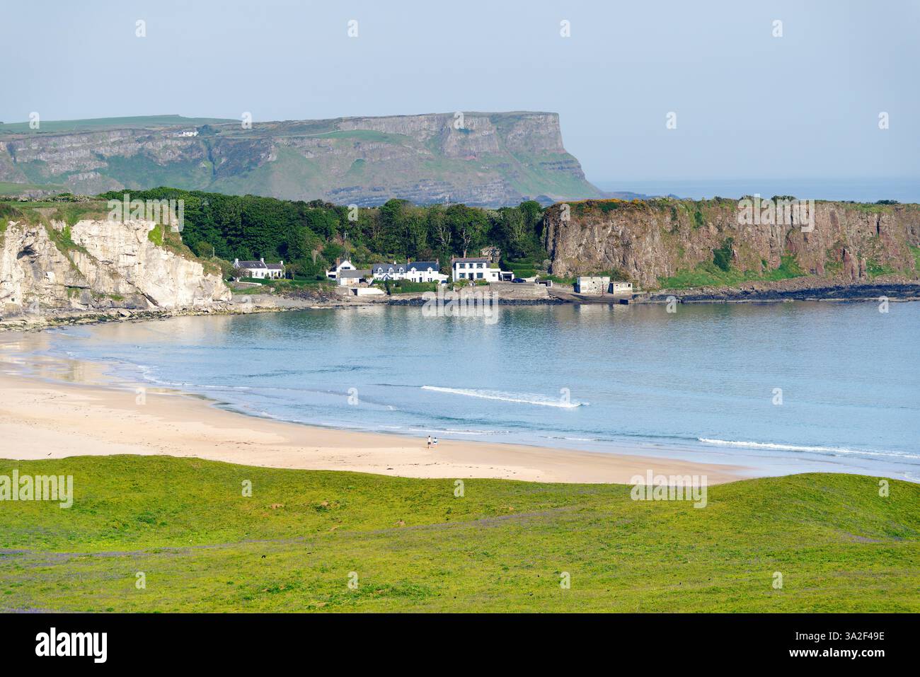 White Park Bay on the north Antrim coast, Northern Ireland. The basalt ...
