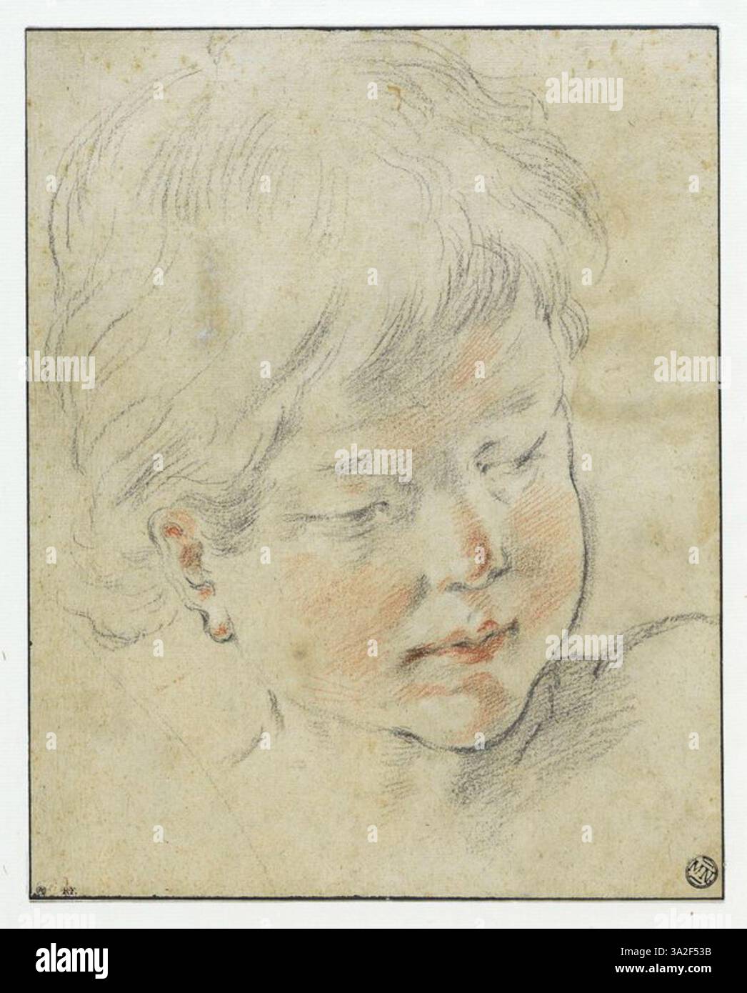 A study by Guido Reni for an angel's head, demonstrating his focus on delicate facial features ...