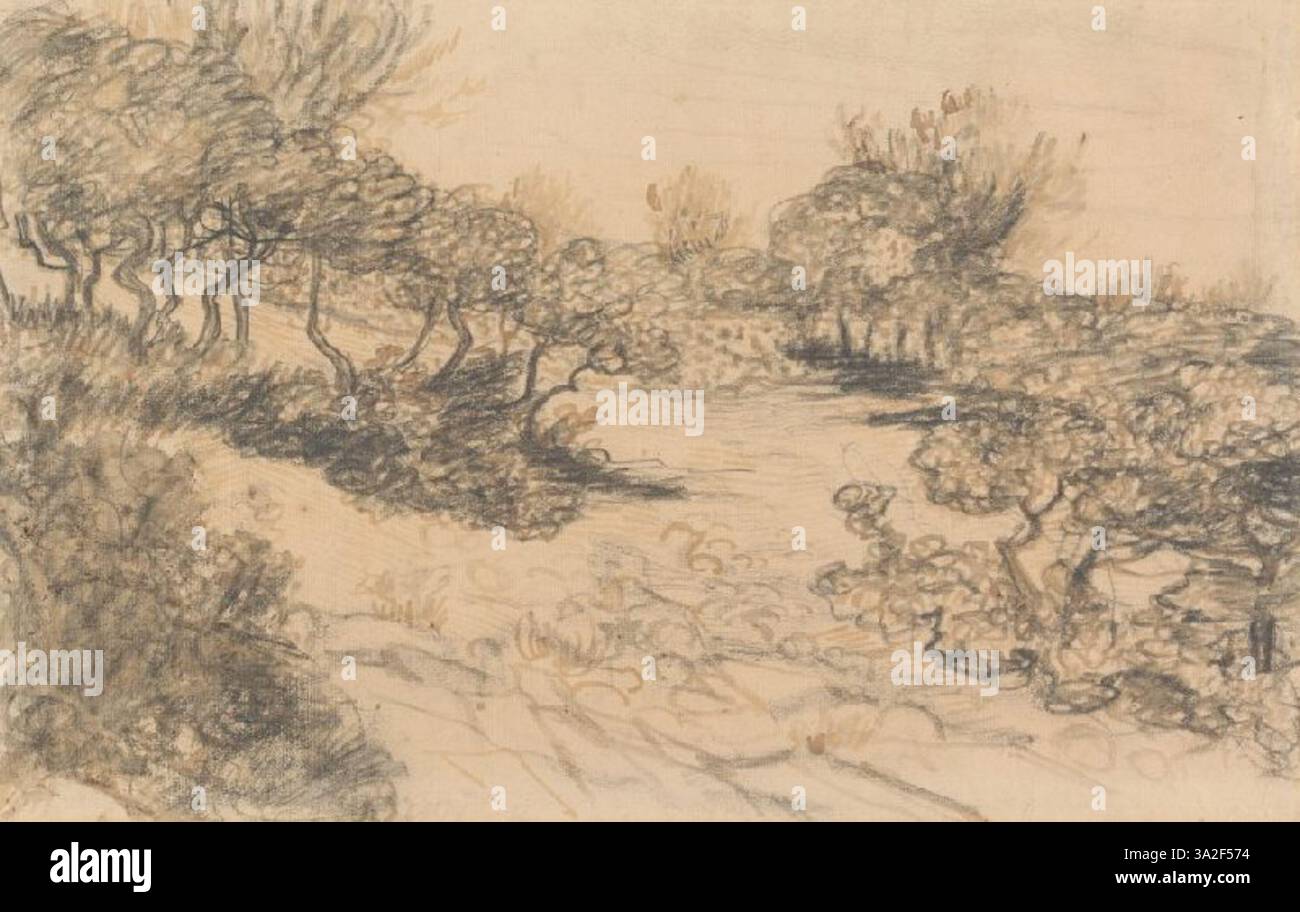 Vincent van Gogh’s oil painting captures a vibrant landscape scene ...