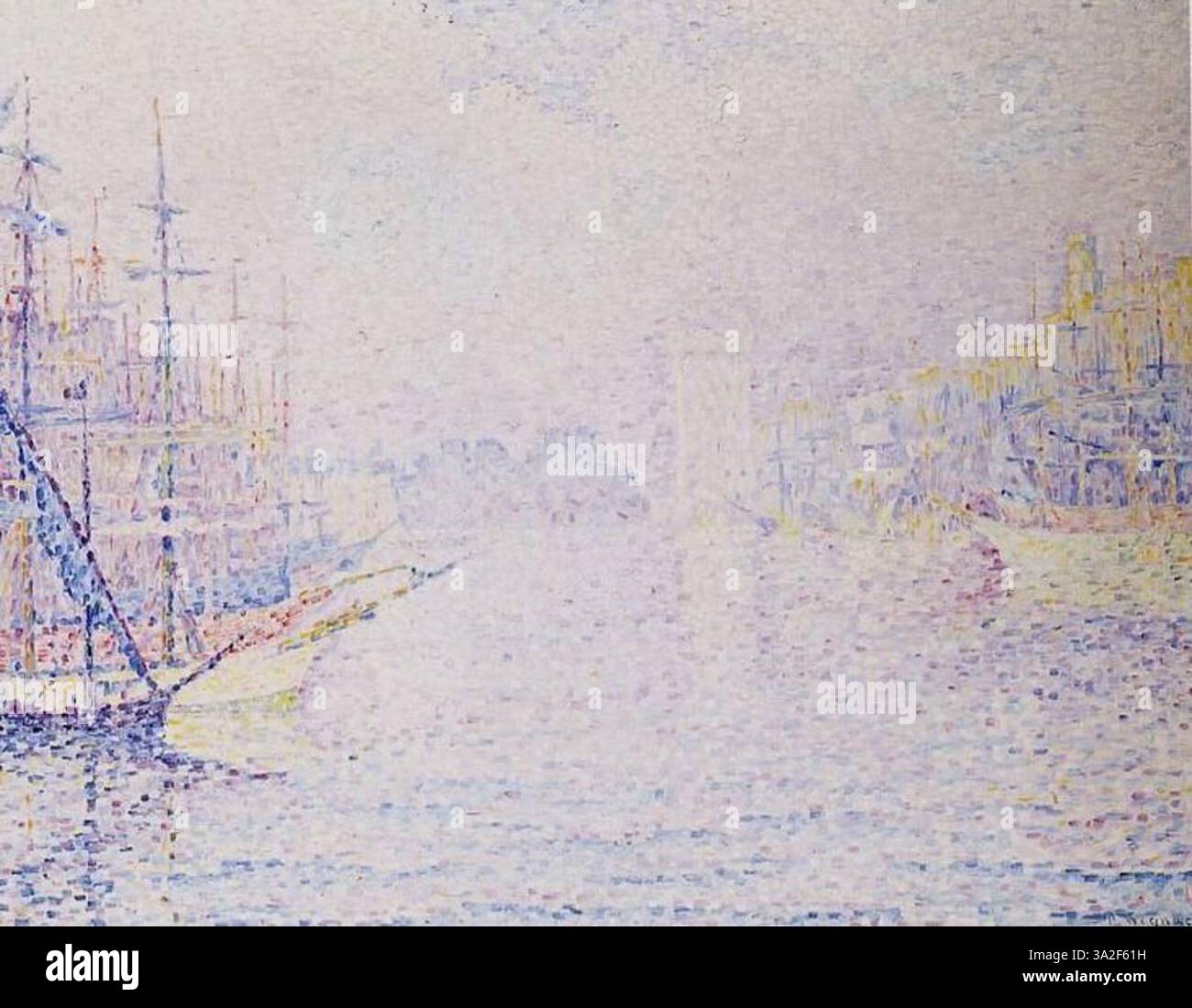 In painting 'Port Marseille Brume Matinale', Paul Signac captures a ...