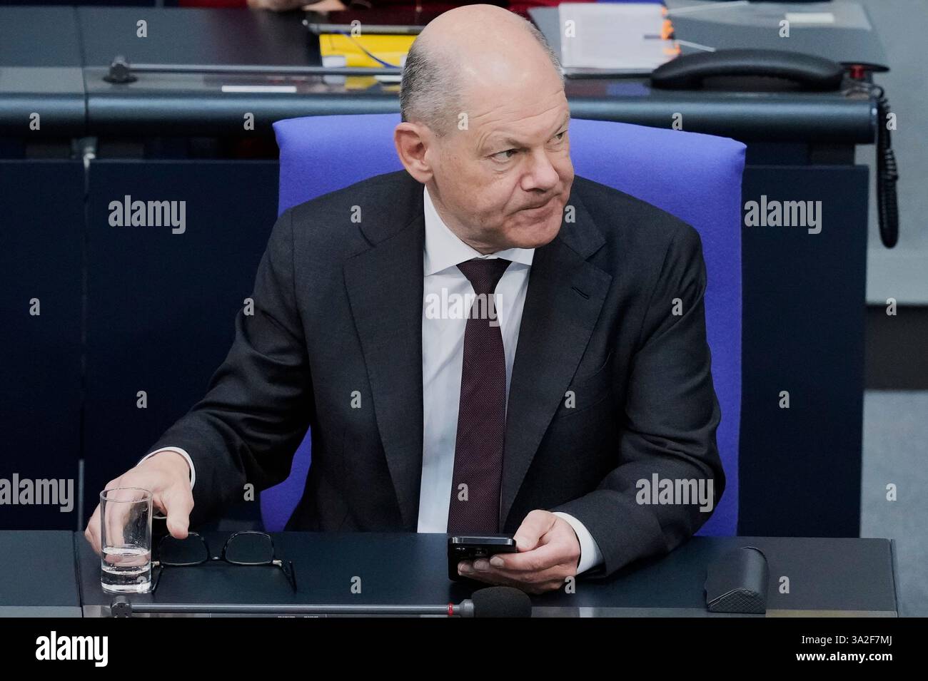 German Chancellor Olaf Scholz attends a meeting of the German federal ...