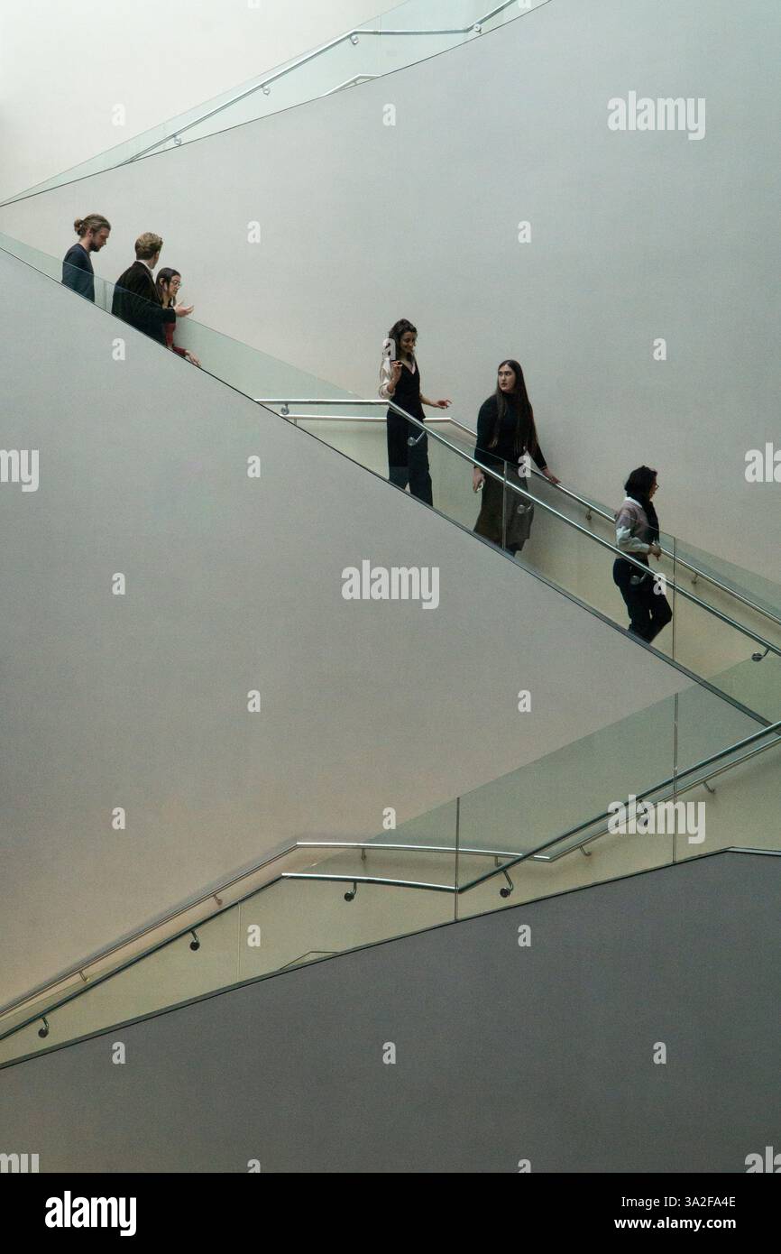 Oxford, UK, 12 March 2025: At the Ashmolean Museum people descend the ...