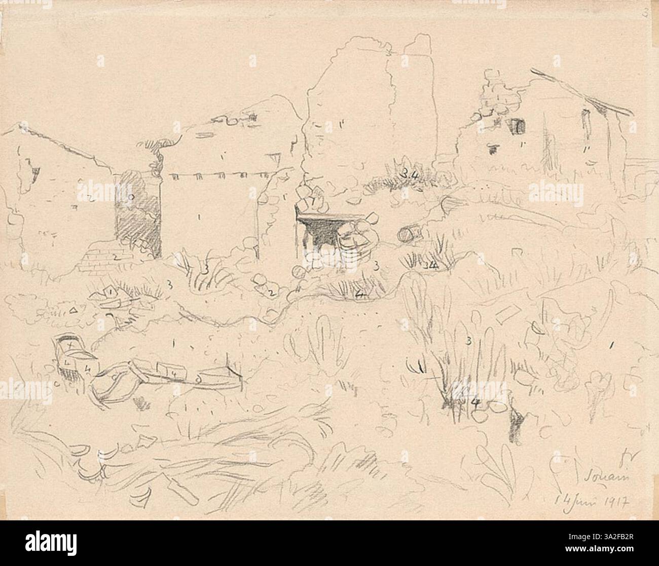 Vallotton’s 'Ruines de Souain' from 1917 captures the remains of a war ...