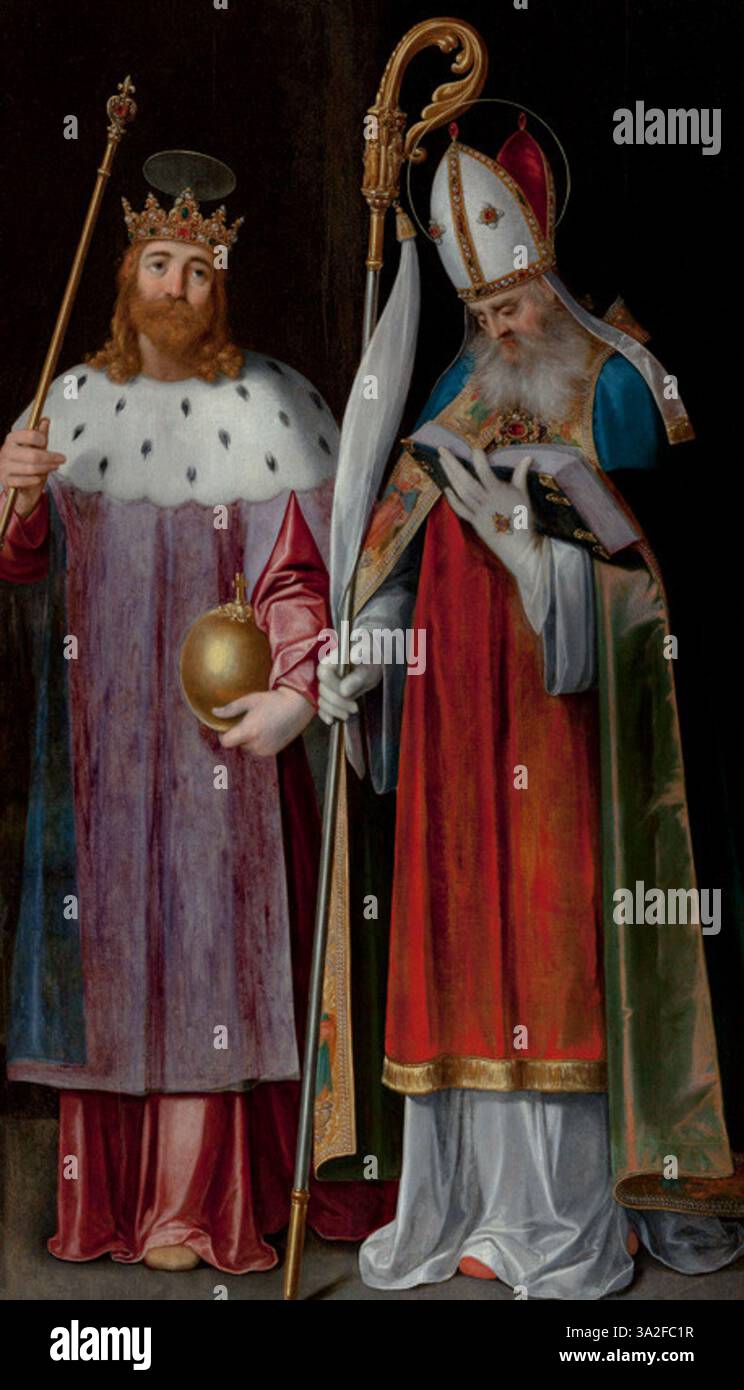 This artwork by Bartholomeus Spranger depicts Saint Sigismund and Saint ...