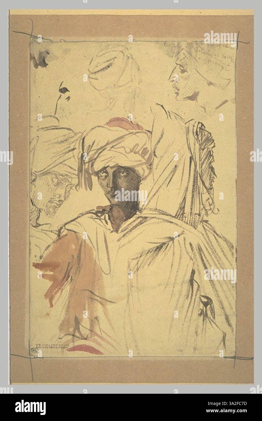 Chassériau’s drawing depicts multiple Arab figures, showcasing detailed ...