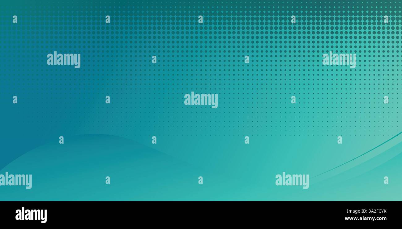 Minimal geometric dotted halftone aqua green background. wave elements ...