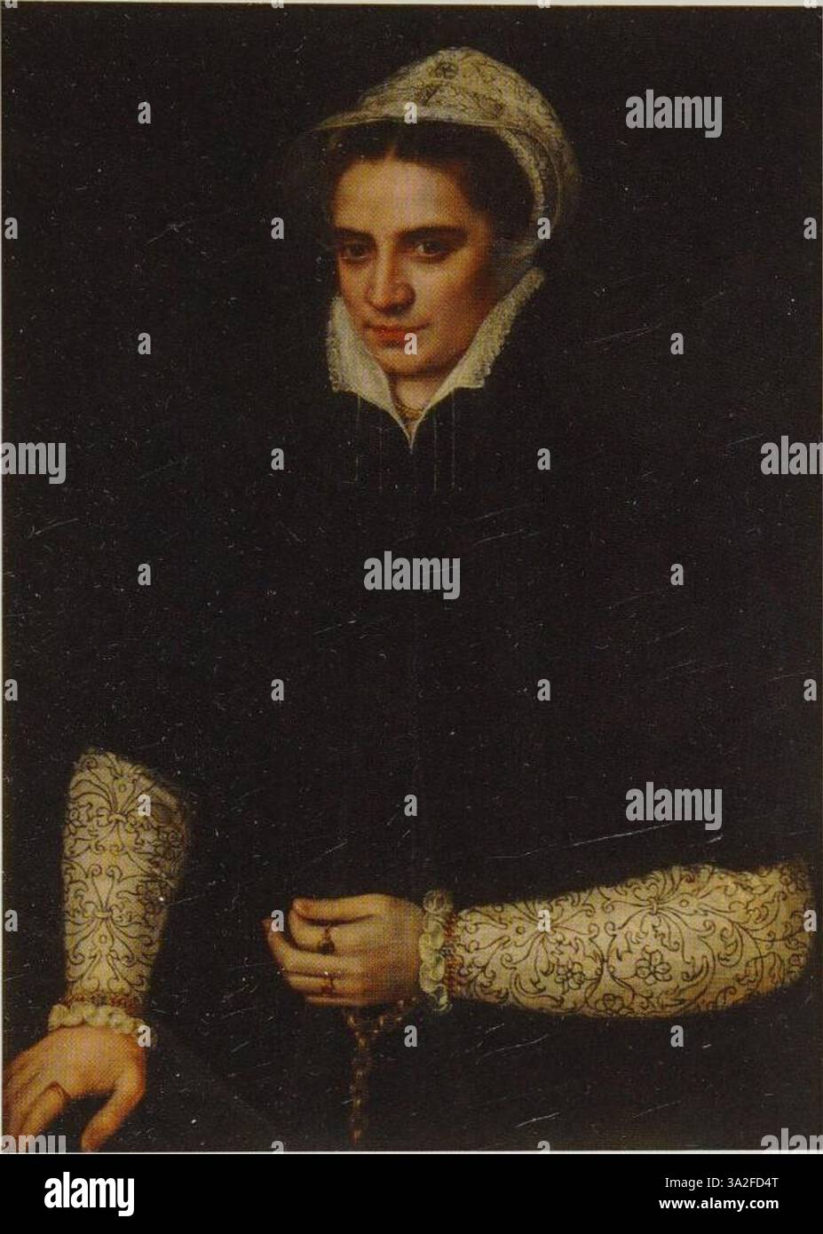 This portrait by Willem Key, dated around 1515-1568, depicts a subject ...