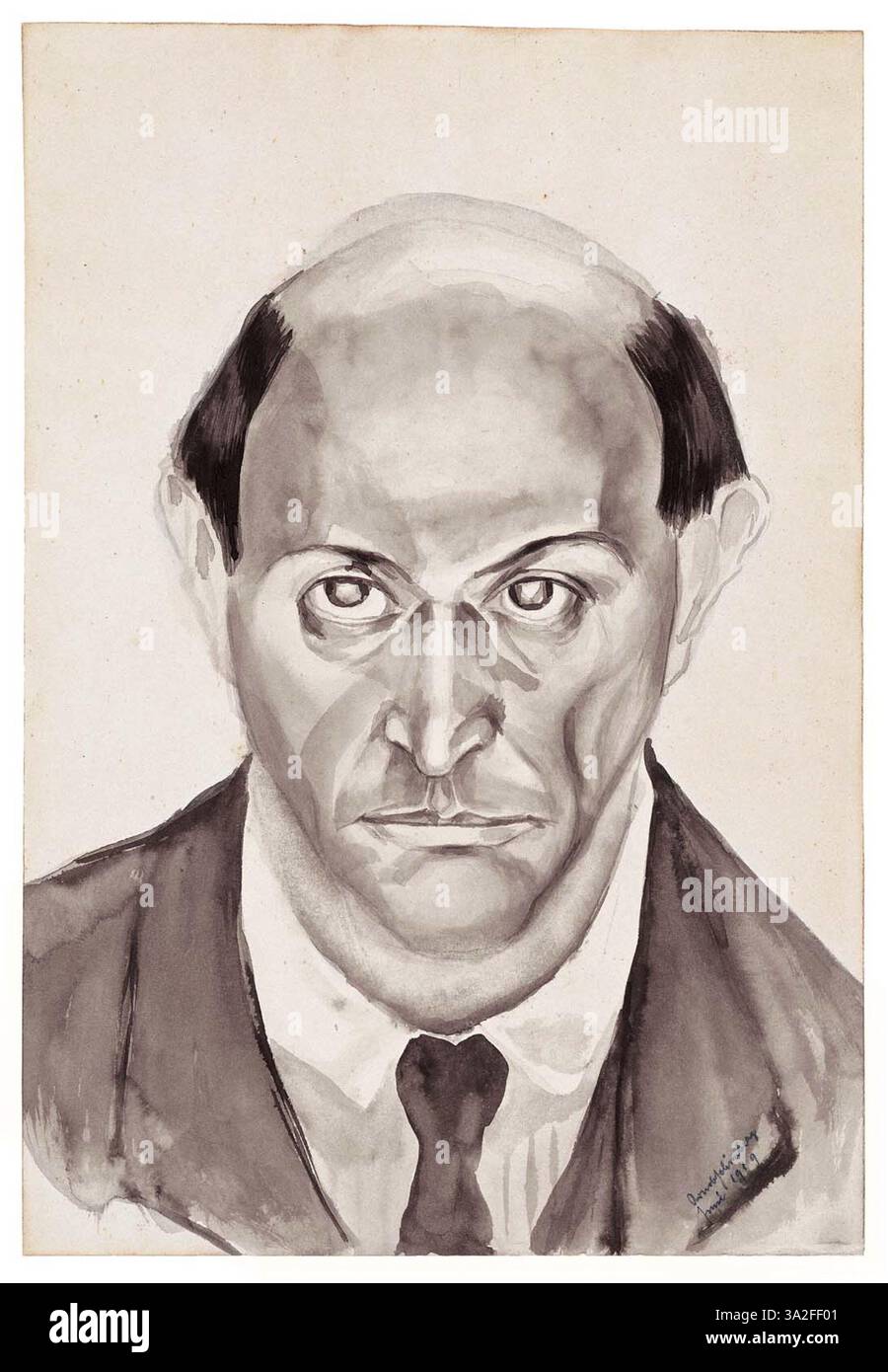 This self-portrait of Arnold Schoenberg captures the composer in a ...