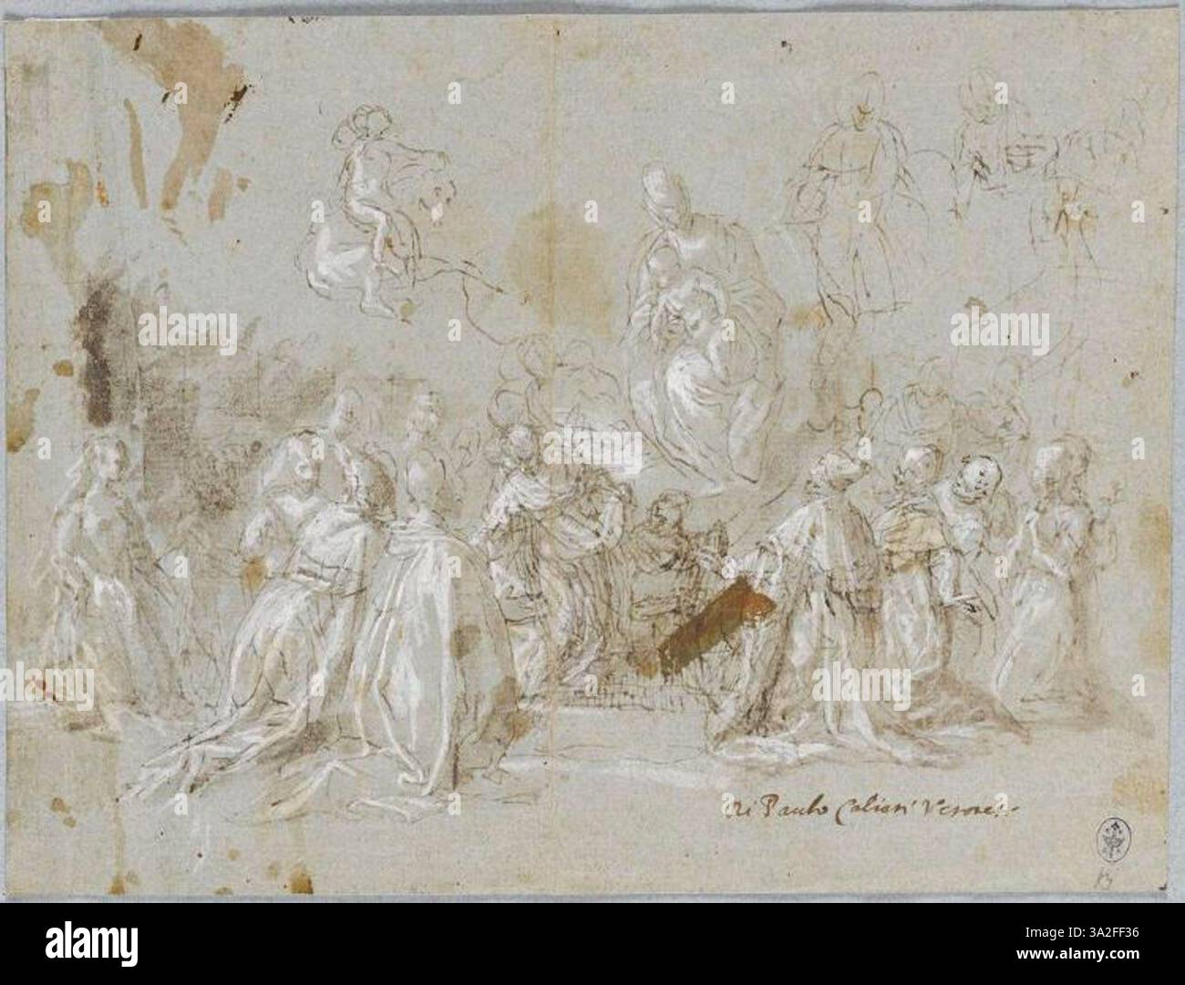 This sketch by Paolo Veronese, dating around 1572-73, presents two ...