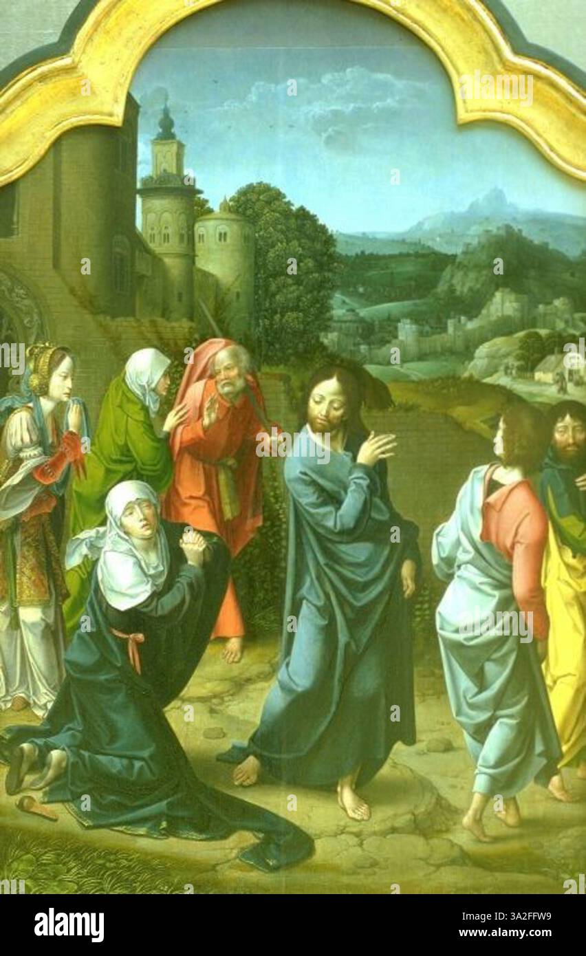 This 16th-century painting by the Master of 1518 portrays Christ's farewell to the women, a ...