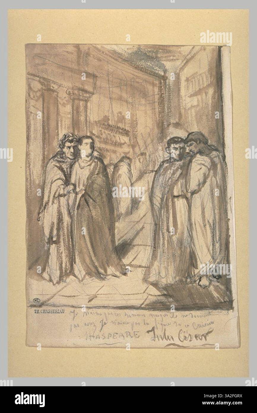 This drawing depicts Julius Caesar looking at Cassius, capturing the ...