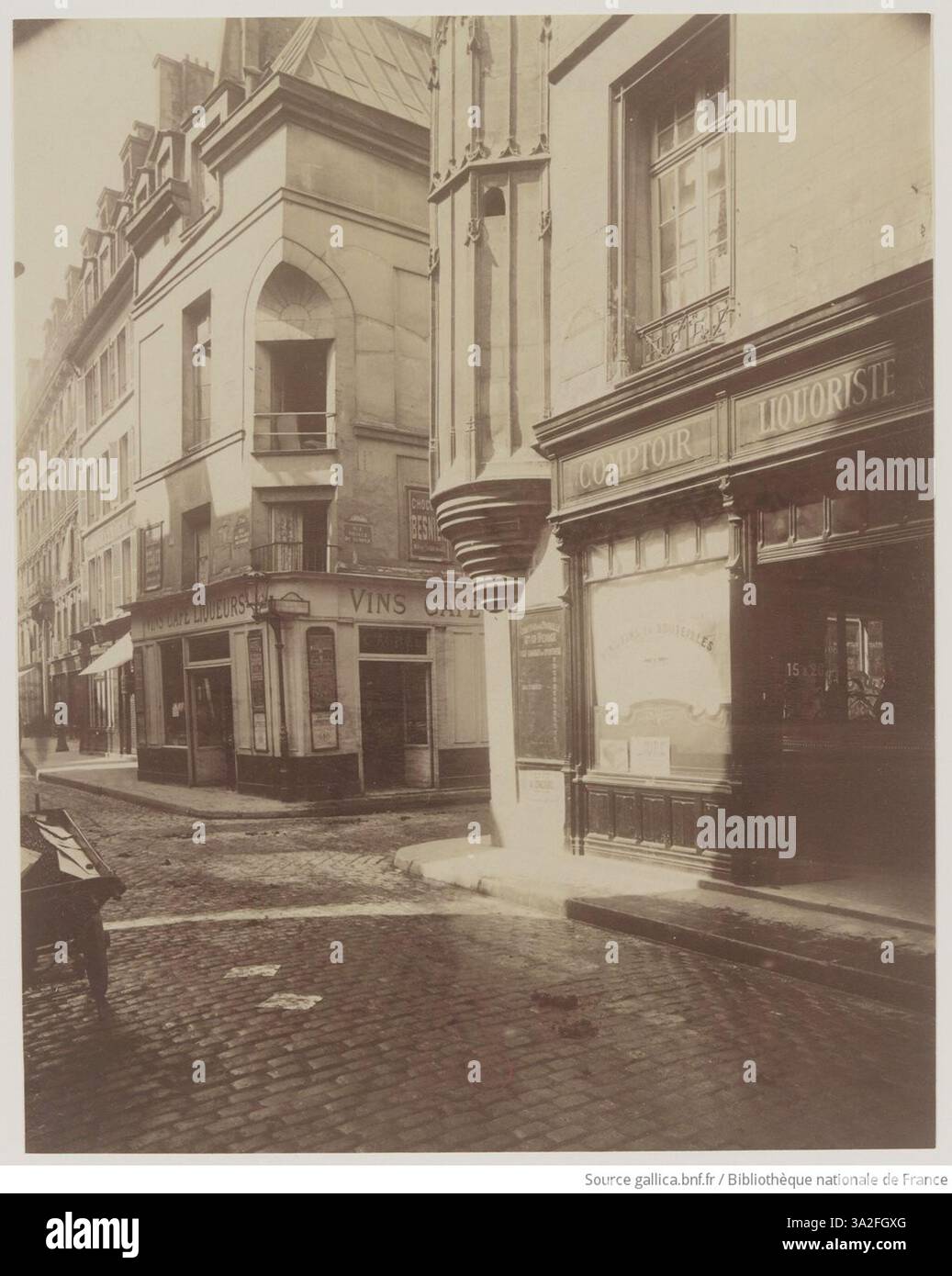 A photograph by Eugène Atget showing the intersection of rue Vieille du ...