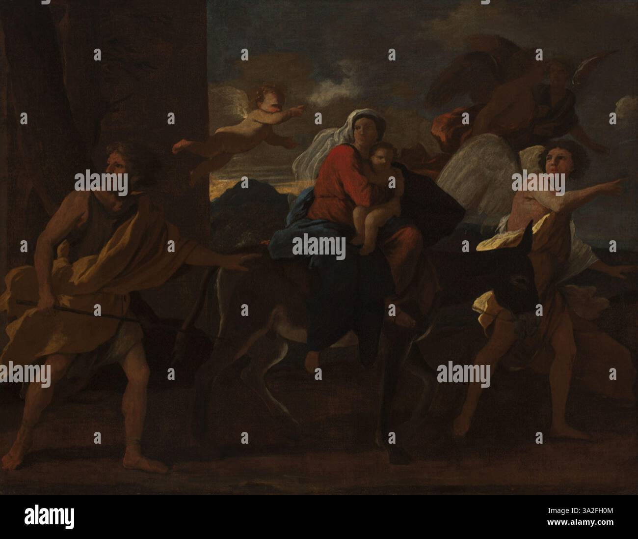 'The Flight into Egypt' by Poussin, painted between 1627-1628, depicts ...