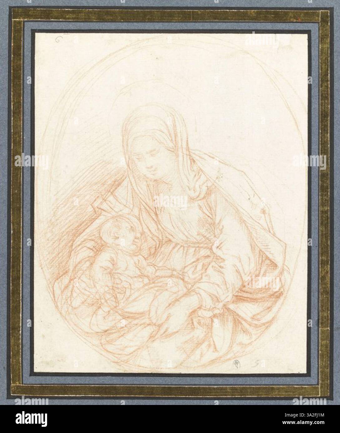 This artwork depicts the Virgin Mary with the infant Jesus. The tender ...