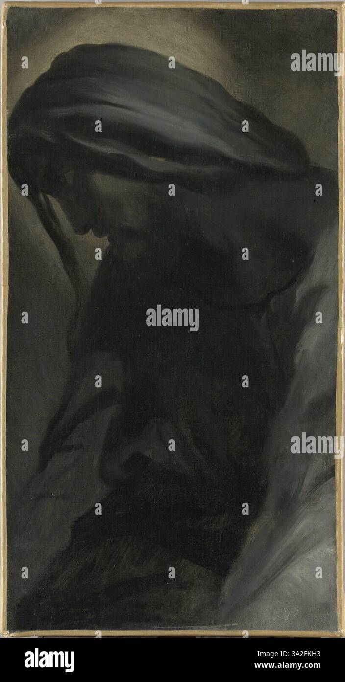 This portrait depicts the head of Christ, with a serene and ...