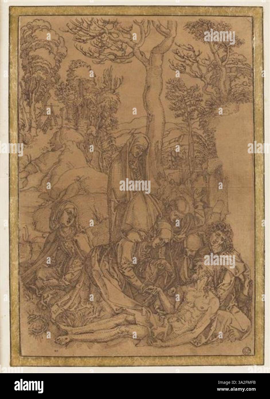 This copy of Dürer’s Christ mourned by the Virgin Mary, Saint John, and ...