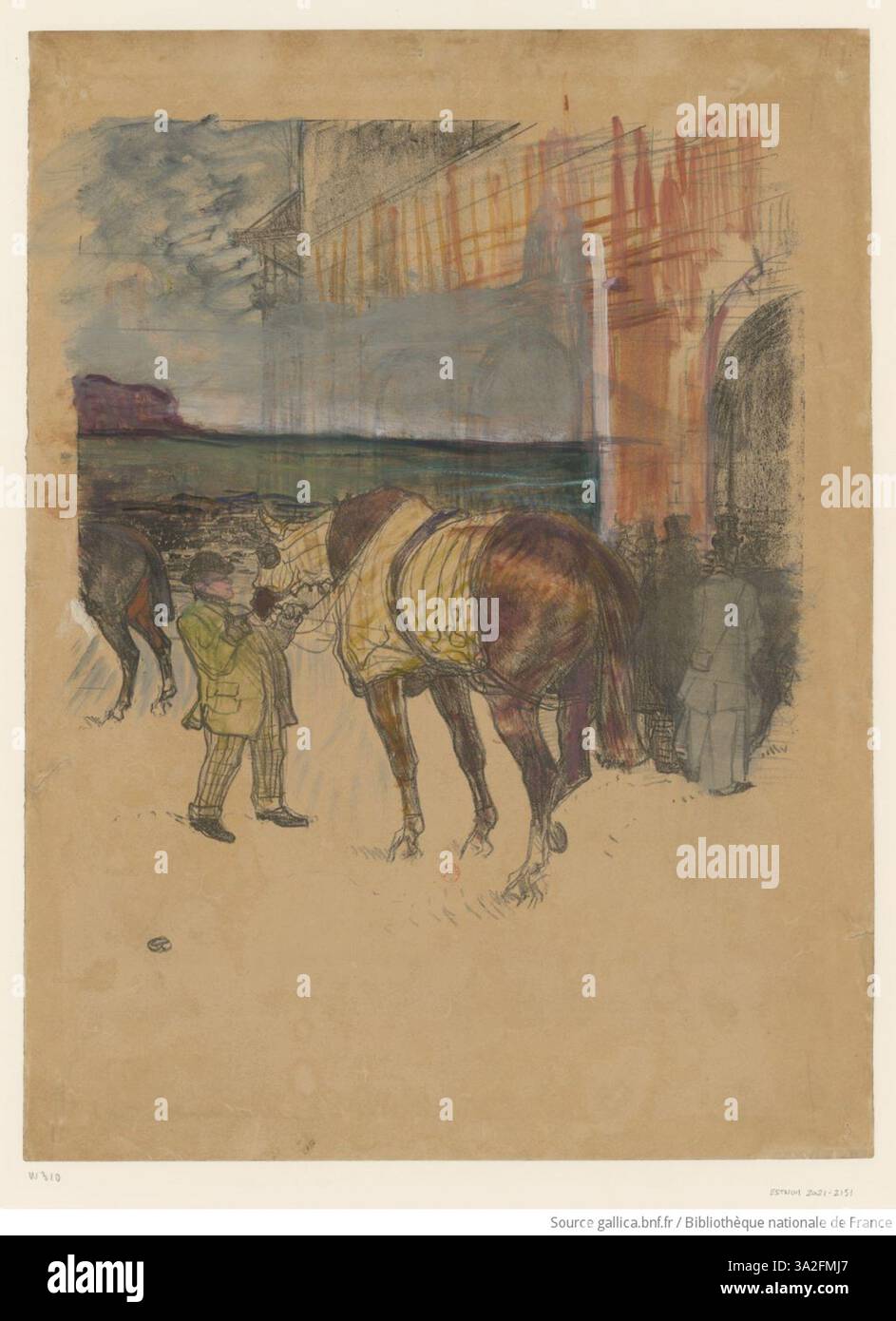 'Le Paddock' by Henri de Toulouse-Lautrec depicts a scene at a horse ...
