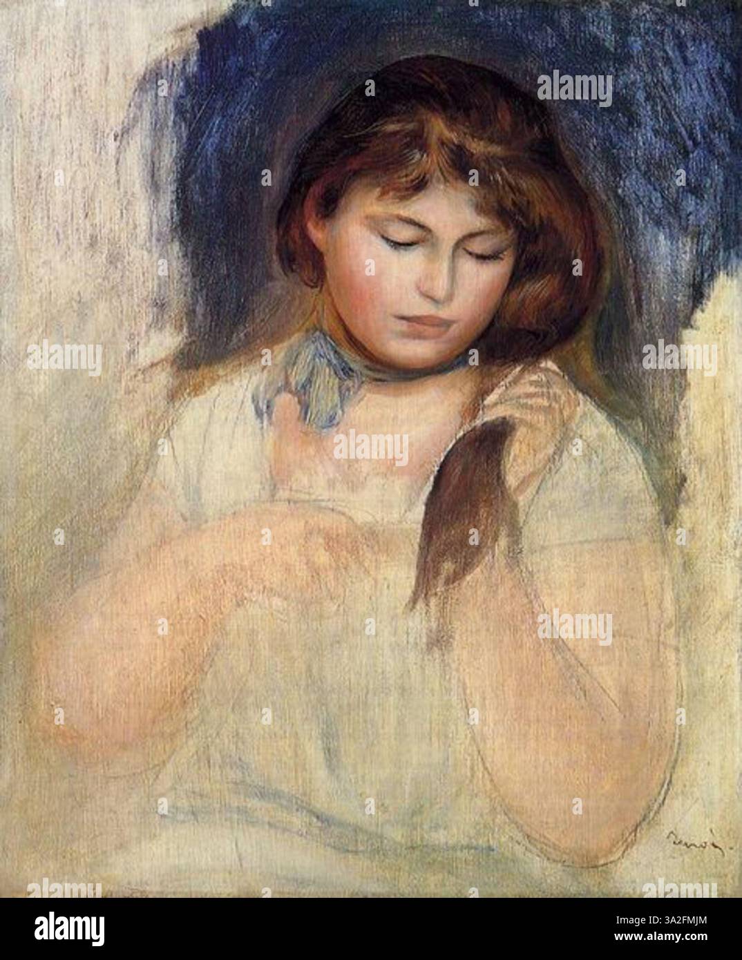 Renoir’s portrait of Gabrielle features her face with soft brushstrokes ...
