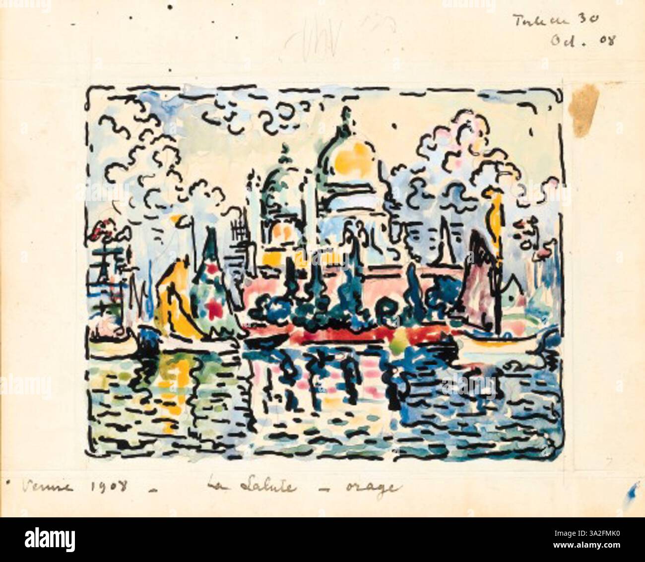 This stormy scene shows the La Salute church in Venice, with heavy ...