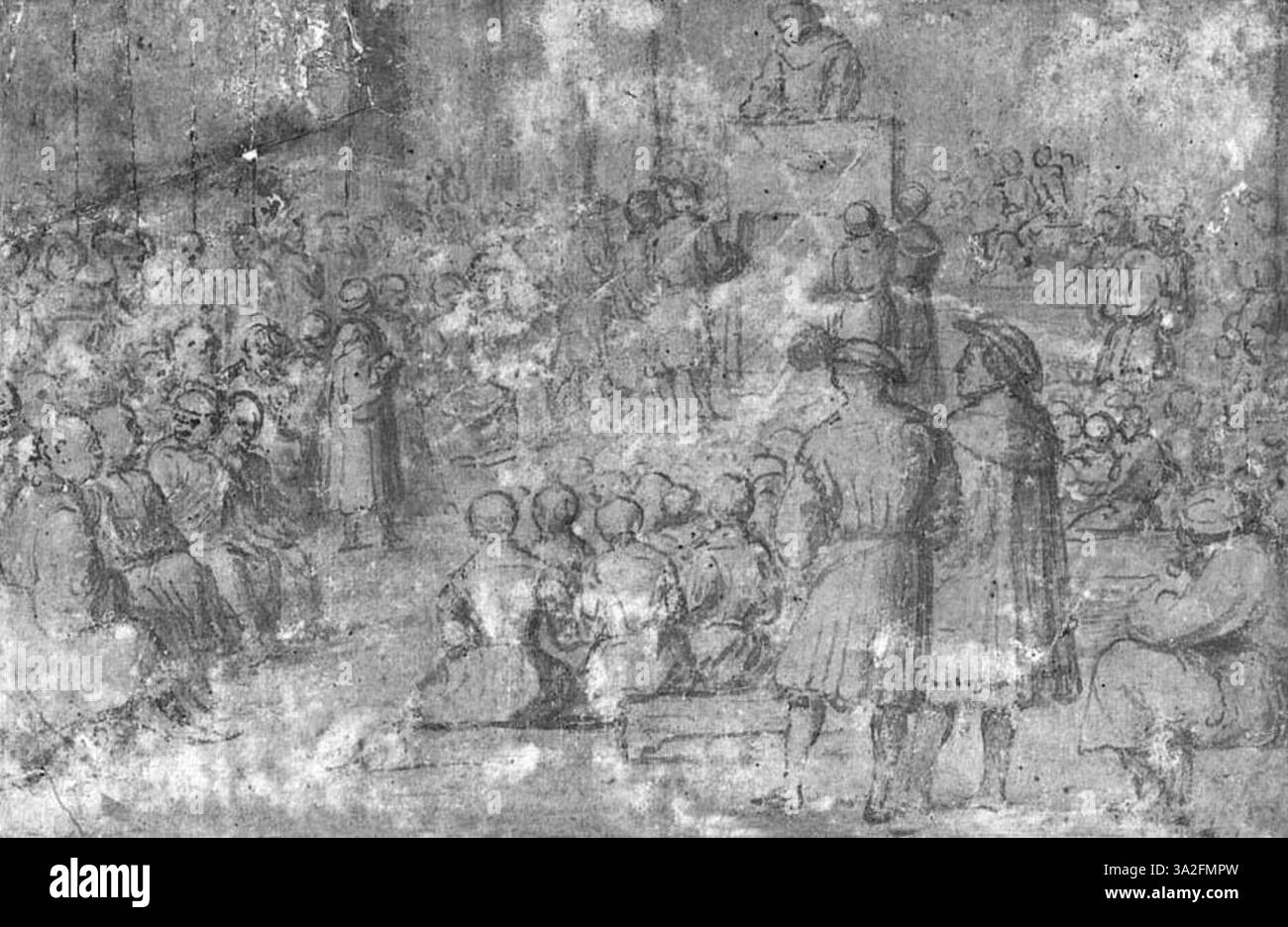 'Predica di San Domenico' by Girolamo Romanino depicts Saint Dominic in ...