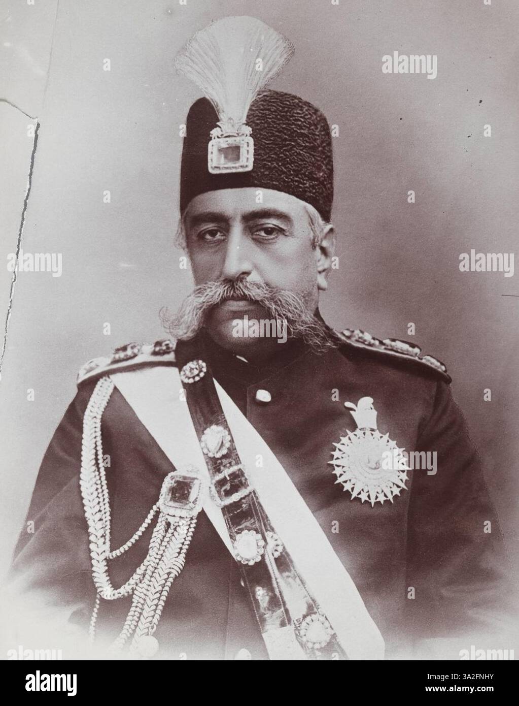 This bust portrait of Mozaffar al-Din Shah, featuring him in his ...