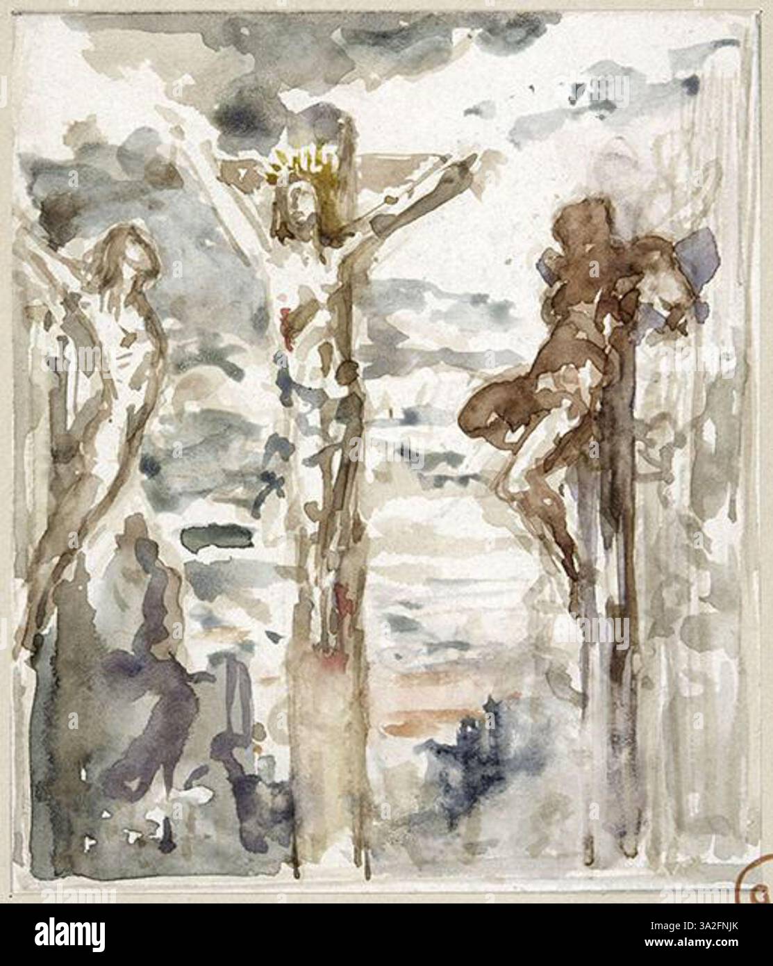 'Le Christ et les Deux Larrons' by Gustave Moreau depicts Christ ...