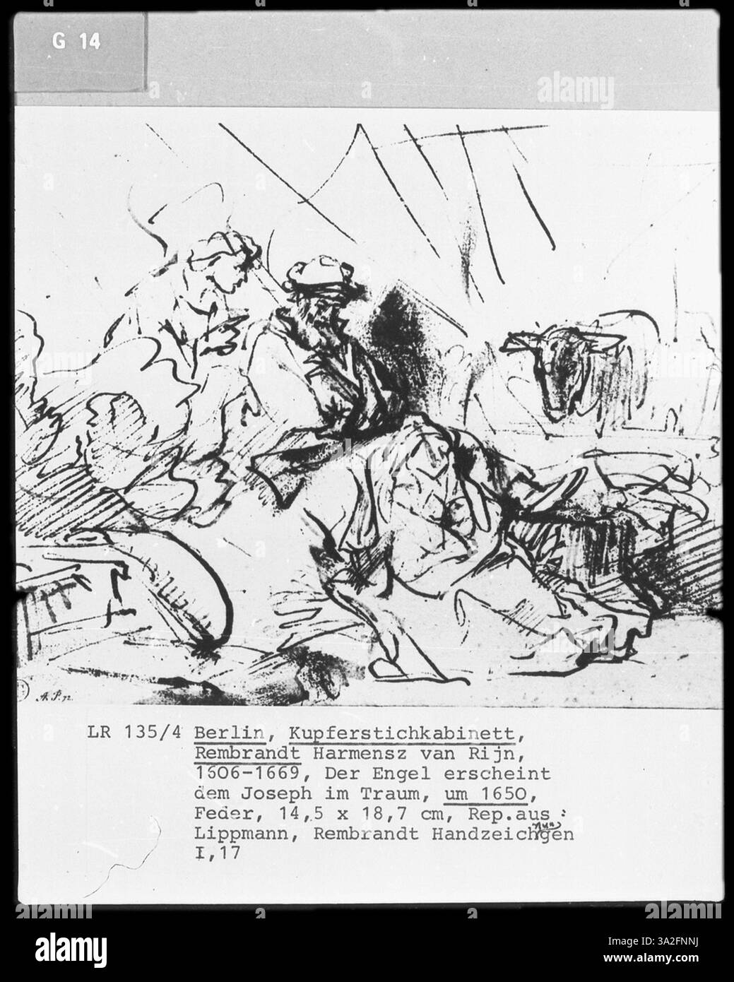 This artwork shows the angel appearing to Joseph in a dream, conveying ...