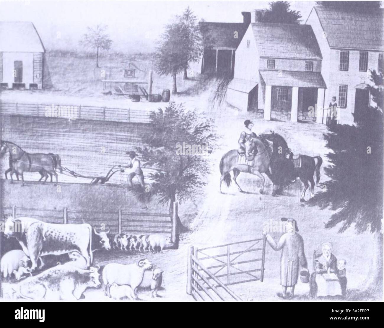 This 102 painting by Edward Hicks depicts a tranquil rural landscape ...