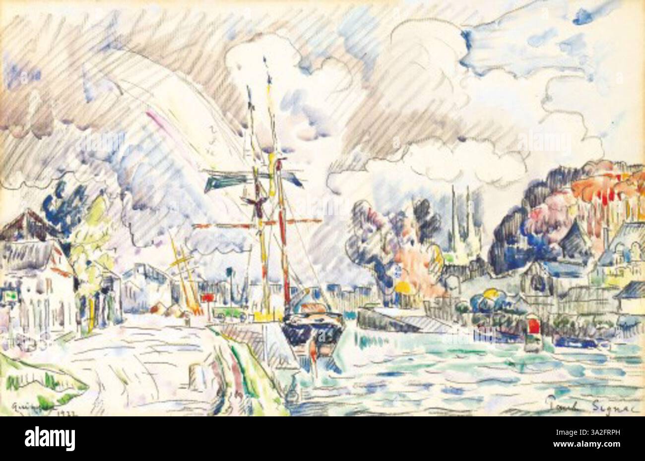 Paul Signac’s 'Quimper' (1922) presents the scenic river of Quimper ...