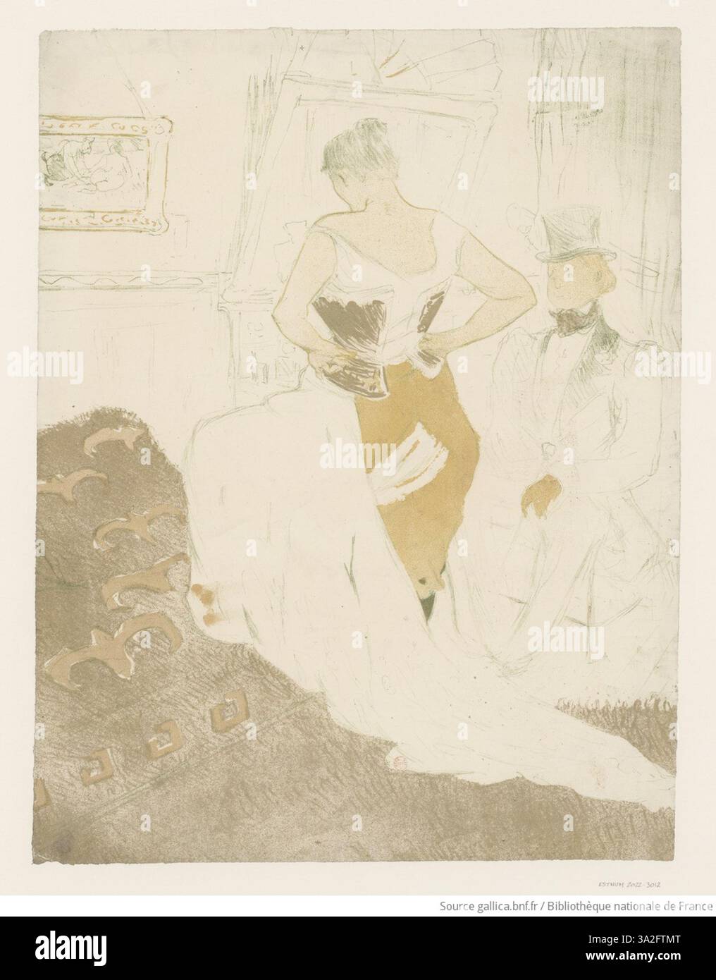 This portrait, 'Femme en corset - Conquête de passage,' showcases a ...