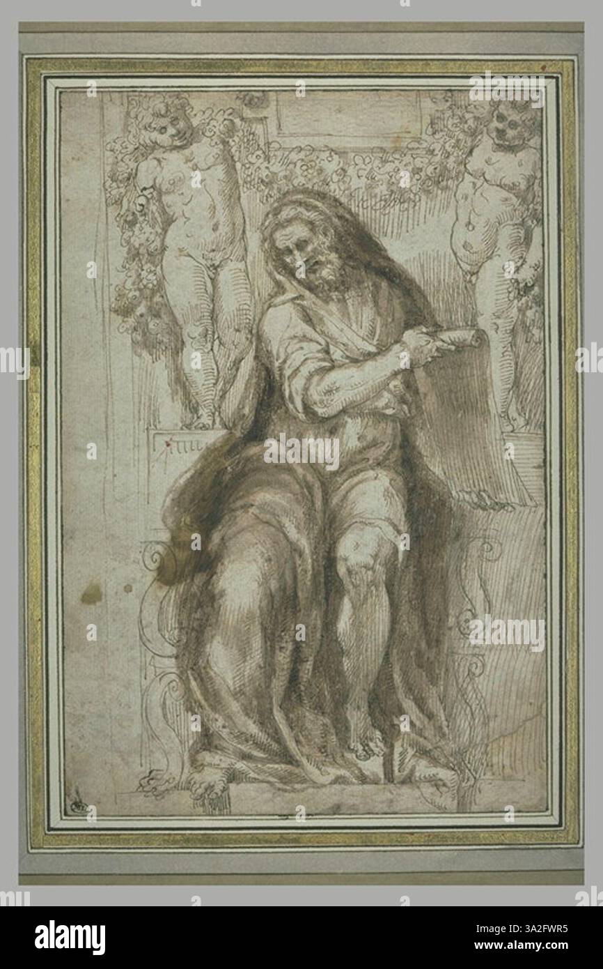 This reproduction of Raphael's 'Prophet Isaiah' features the figure of ...