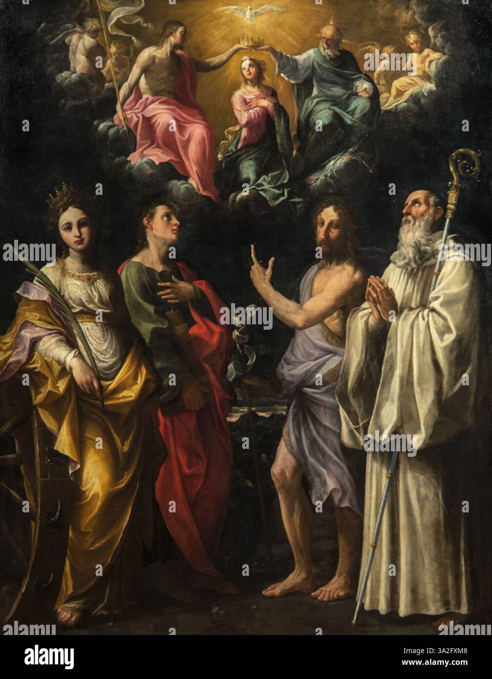 In this early work, Guido Reni depicts the Coronation of the Virgin ...