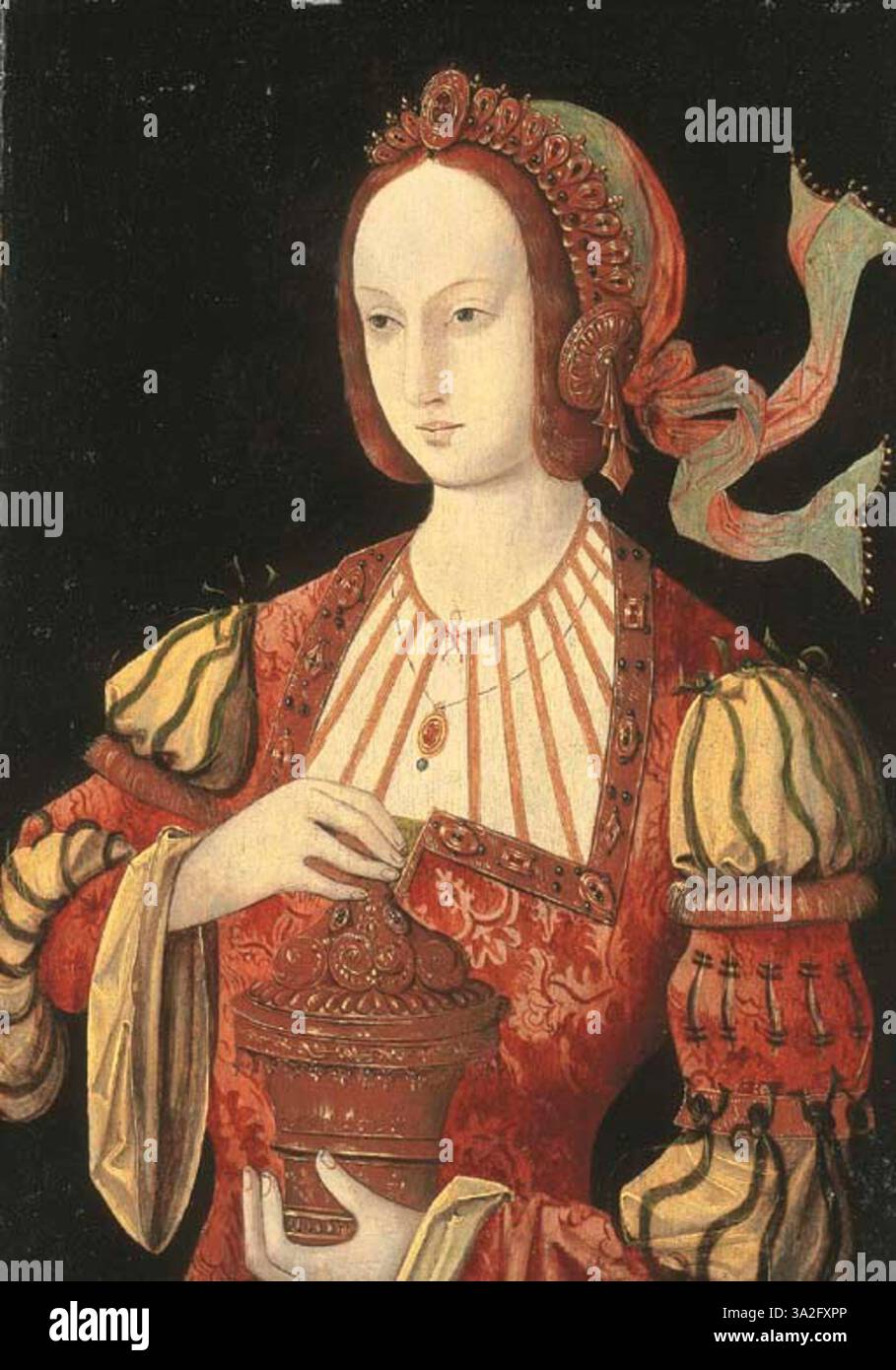 Attributed to Cornelis Engebrechtsz., this painting depicts Saint Mary Magdalene, often shown in ...