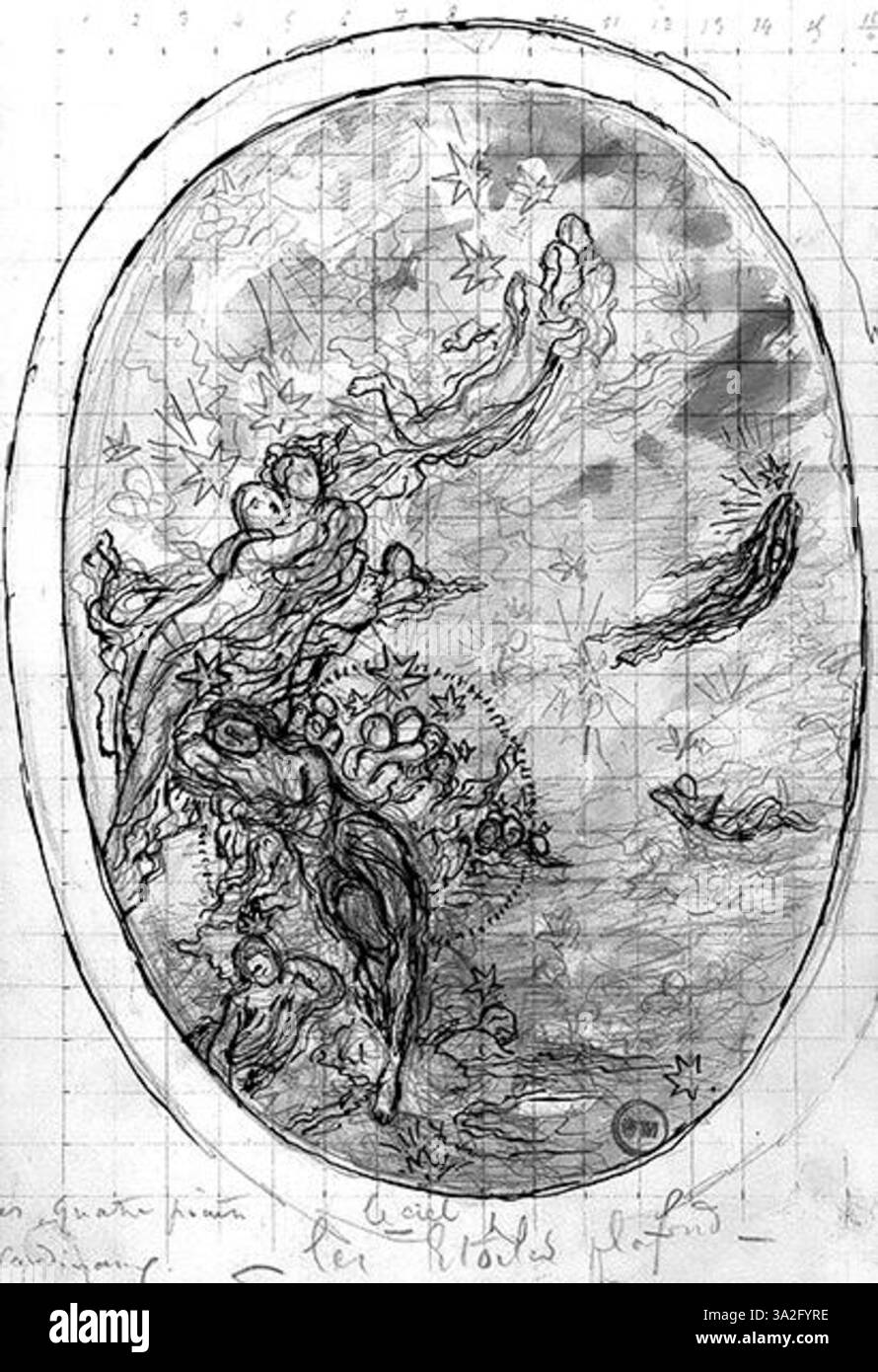'Les Etoiles' by Gustave Moreau is a ceiling design featuring celestial ...