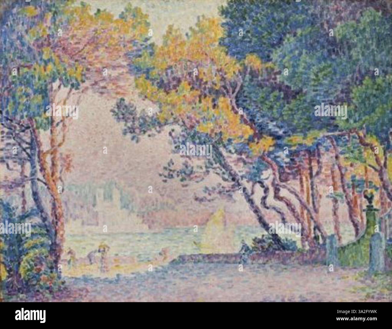 Paul Signac’s painting 479 shows a vibrant coastal landscape, with ...