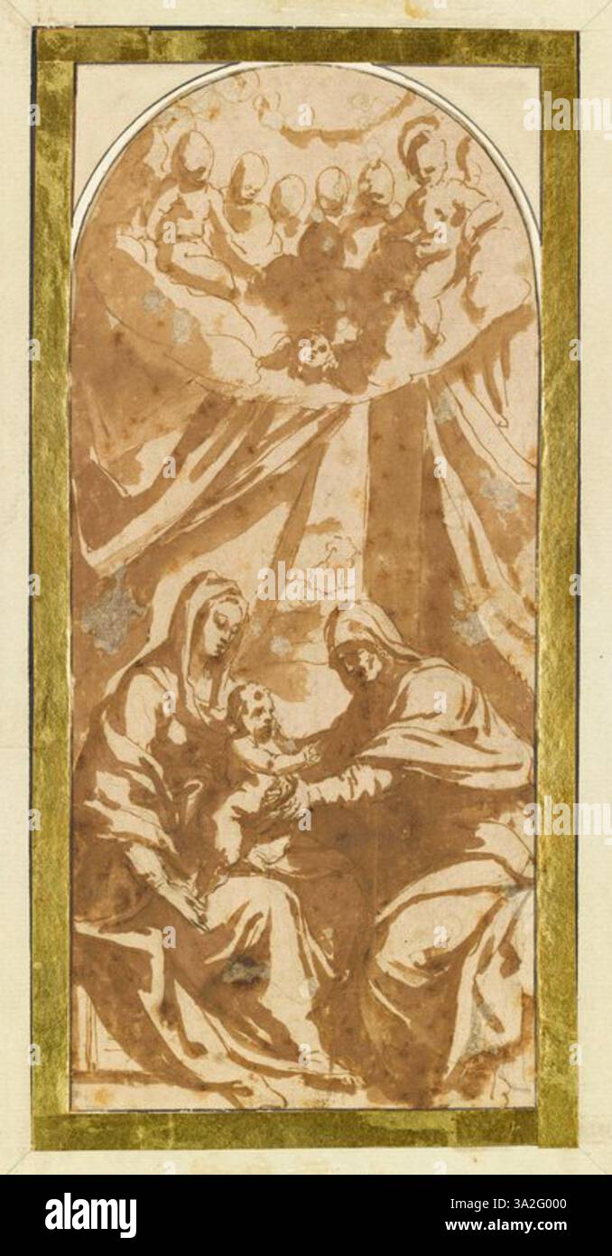 This scene depicts the Virgin Mary with the infant Jesus, accompanied ...