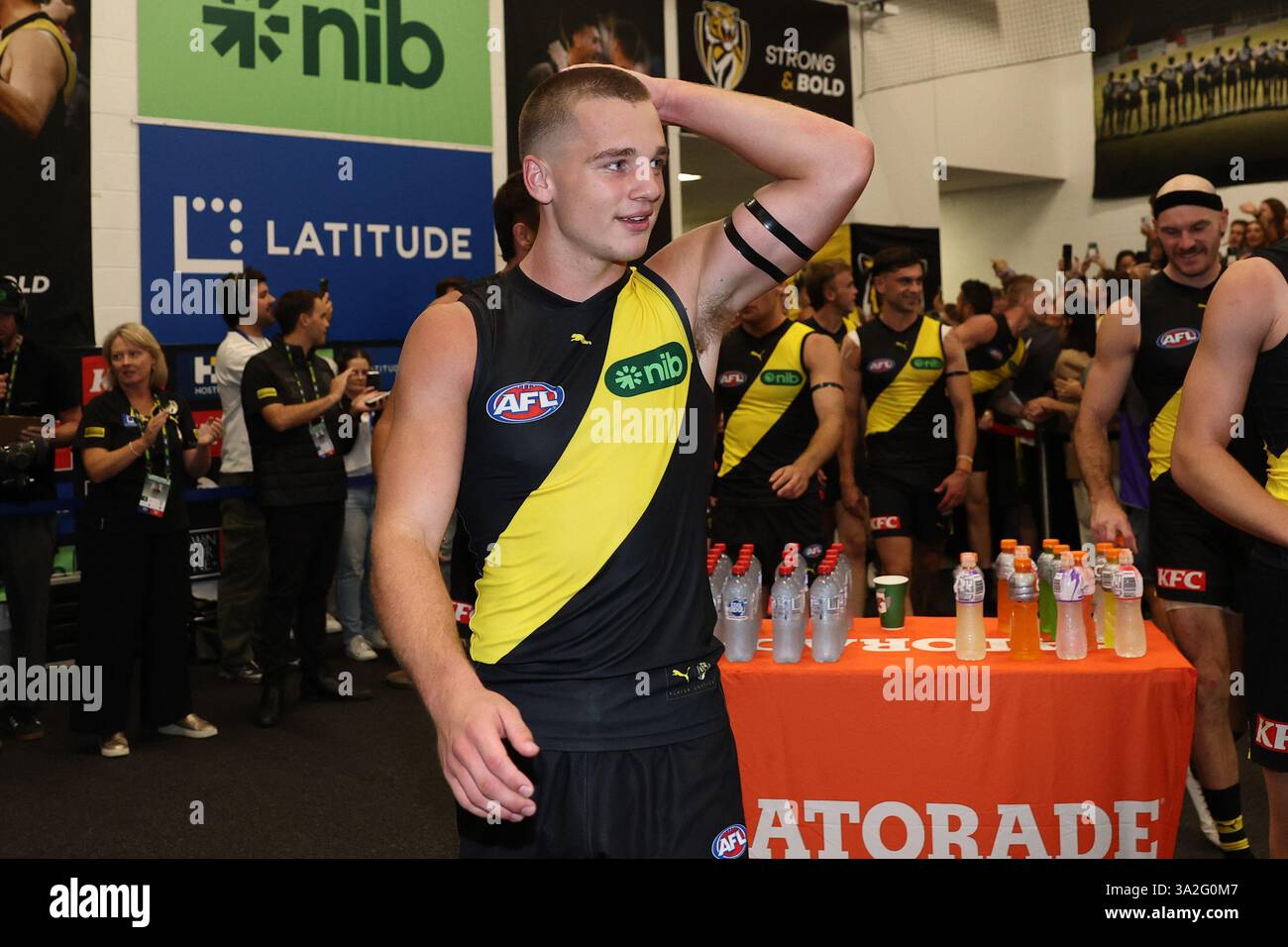 Melbourne, Australia. 13th Mar, 2025. Sam Lalor of the Tigers ...