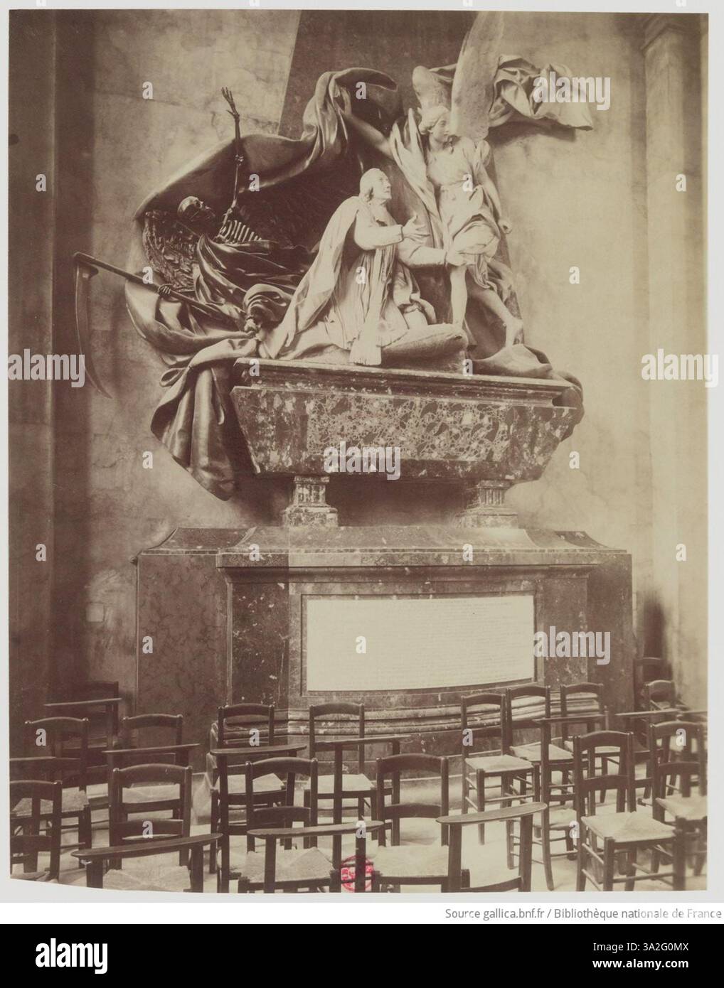 A photograph by Eugène Atget showing the mausoleum of Curé Longuet de ...