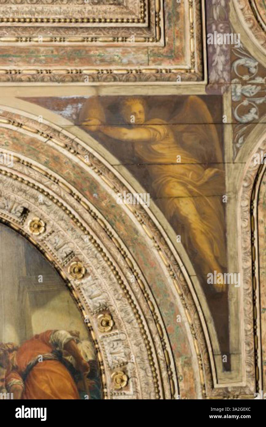 This painting portrays an angel wearing a mitre, a symbol of authority ...