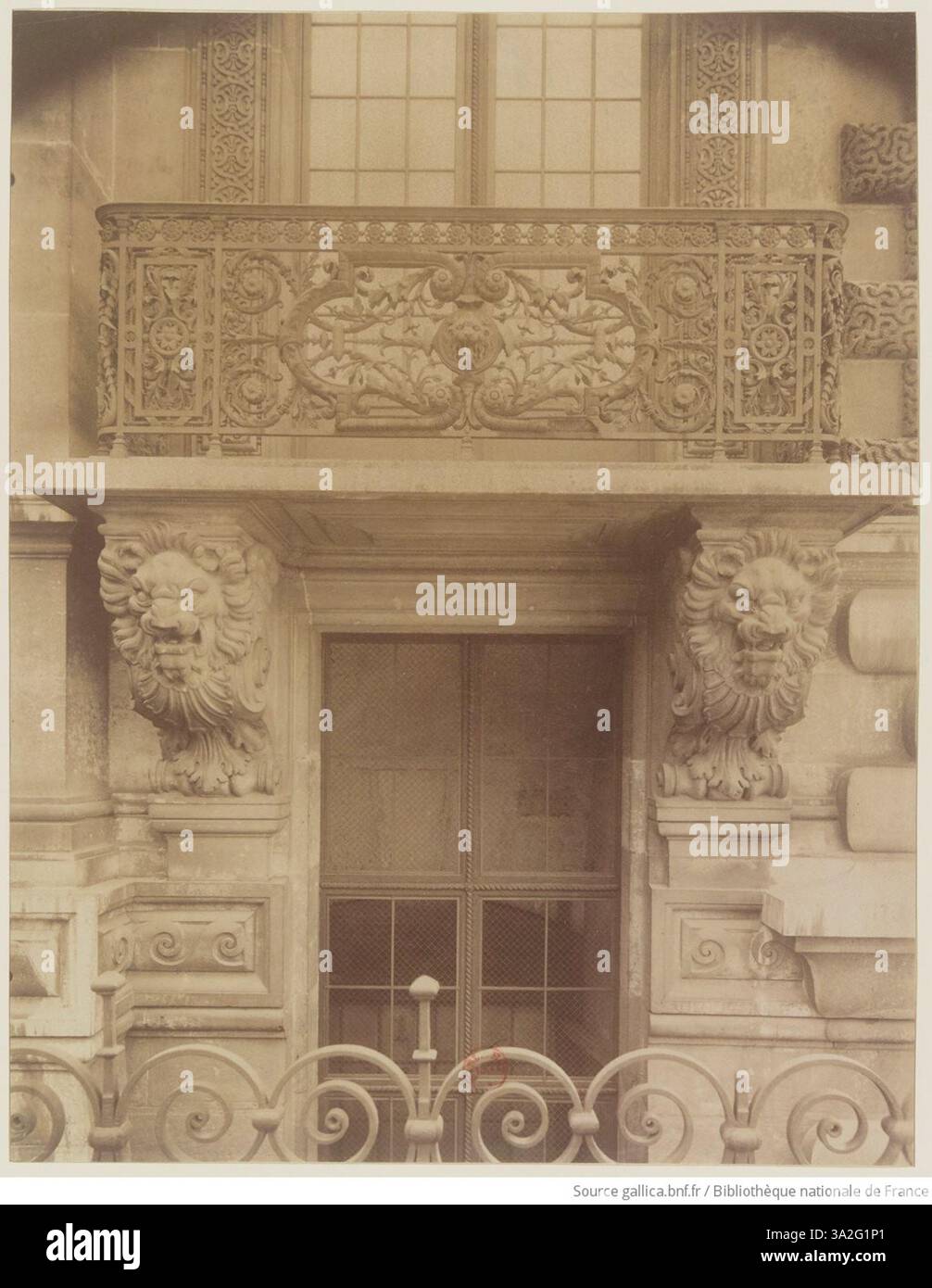A balcony at the Louvre is captured in this photograph by Eugène Atget ...