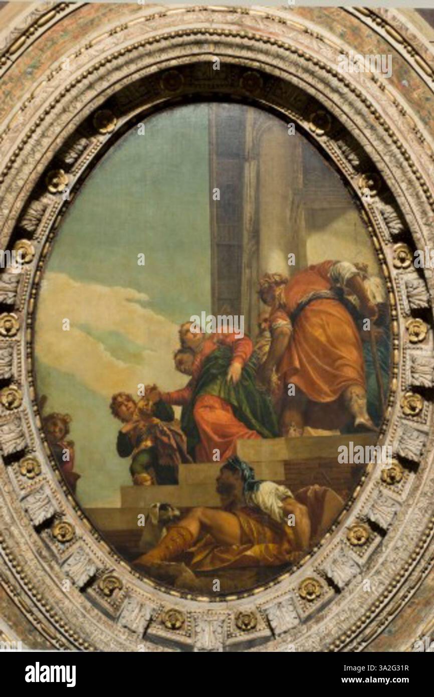 This painting depicts the biblical story of King Ahasuerus rejecting ...