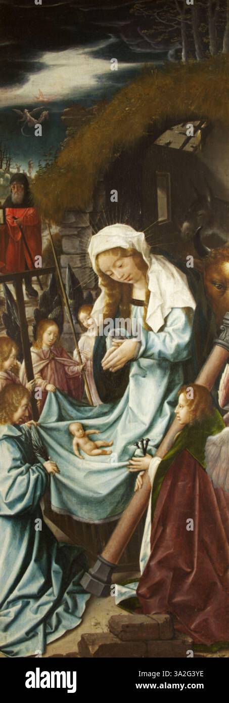 The right wing of Jan Provoost's triptych shows the Madonna adoring the ...