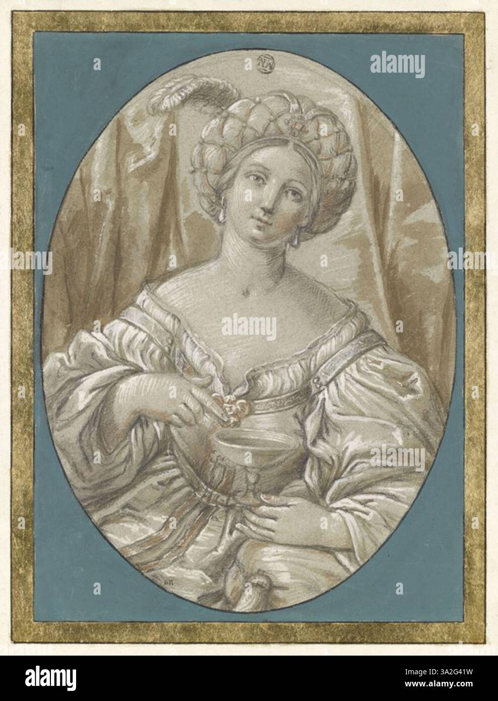 This copy of Guido Reni’s 'Cleopatra Dissolving Her Pearls' portrays ...