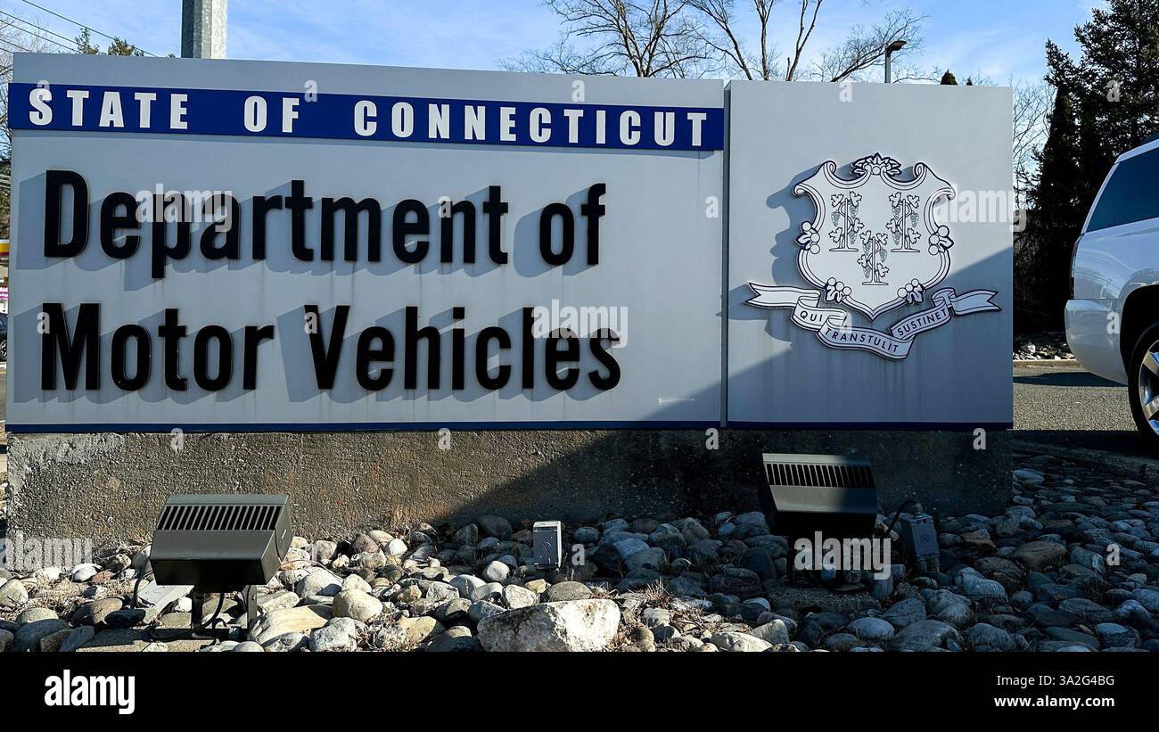 NORWALK, CT, USA - MARCH 12, 2025: The sign for the Connecticut ...