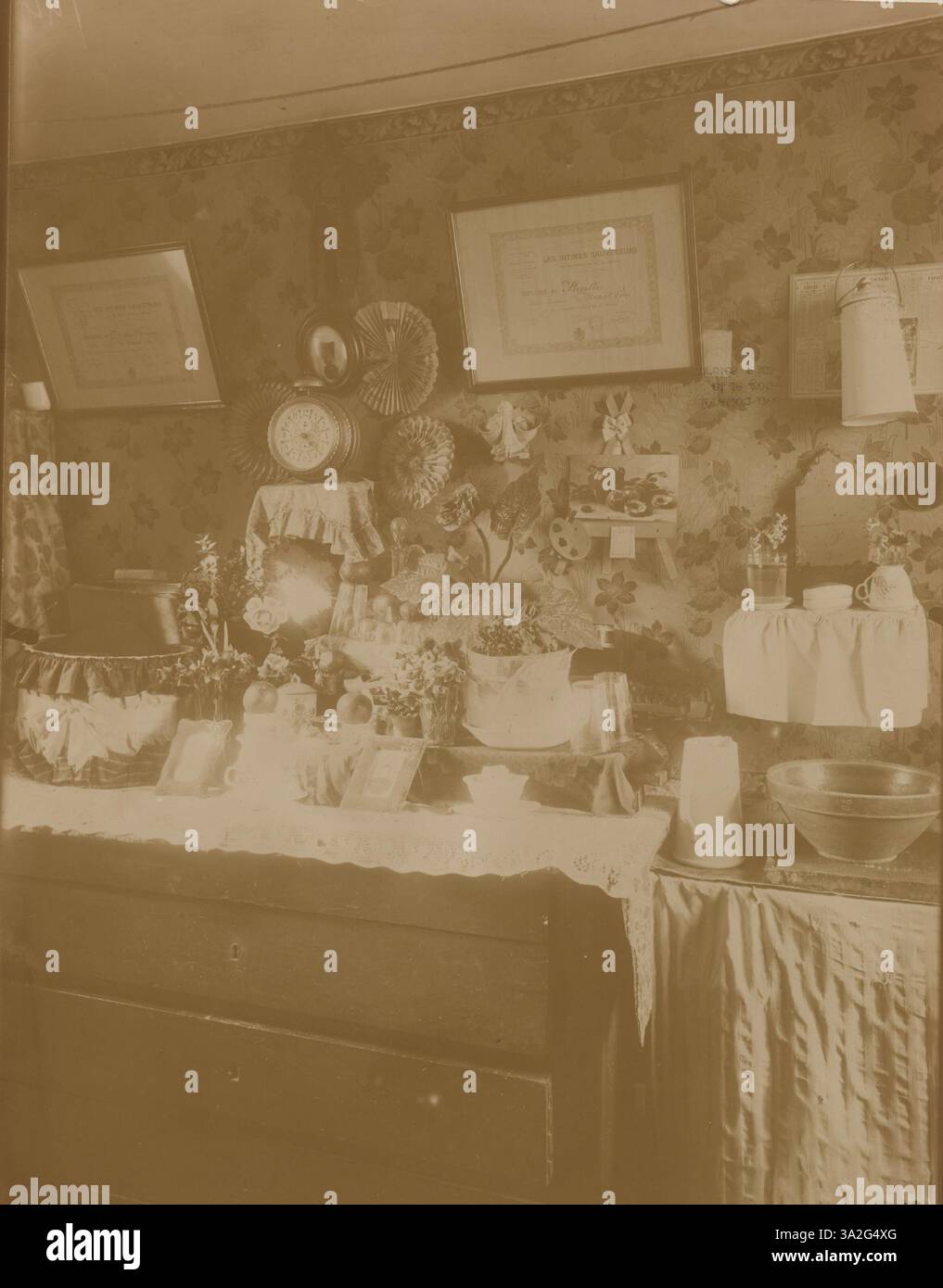 This photograph by Eugène Atget shows the interior of a workwoman’s ...