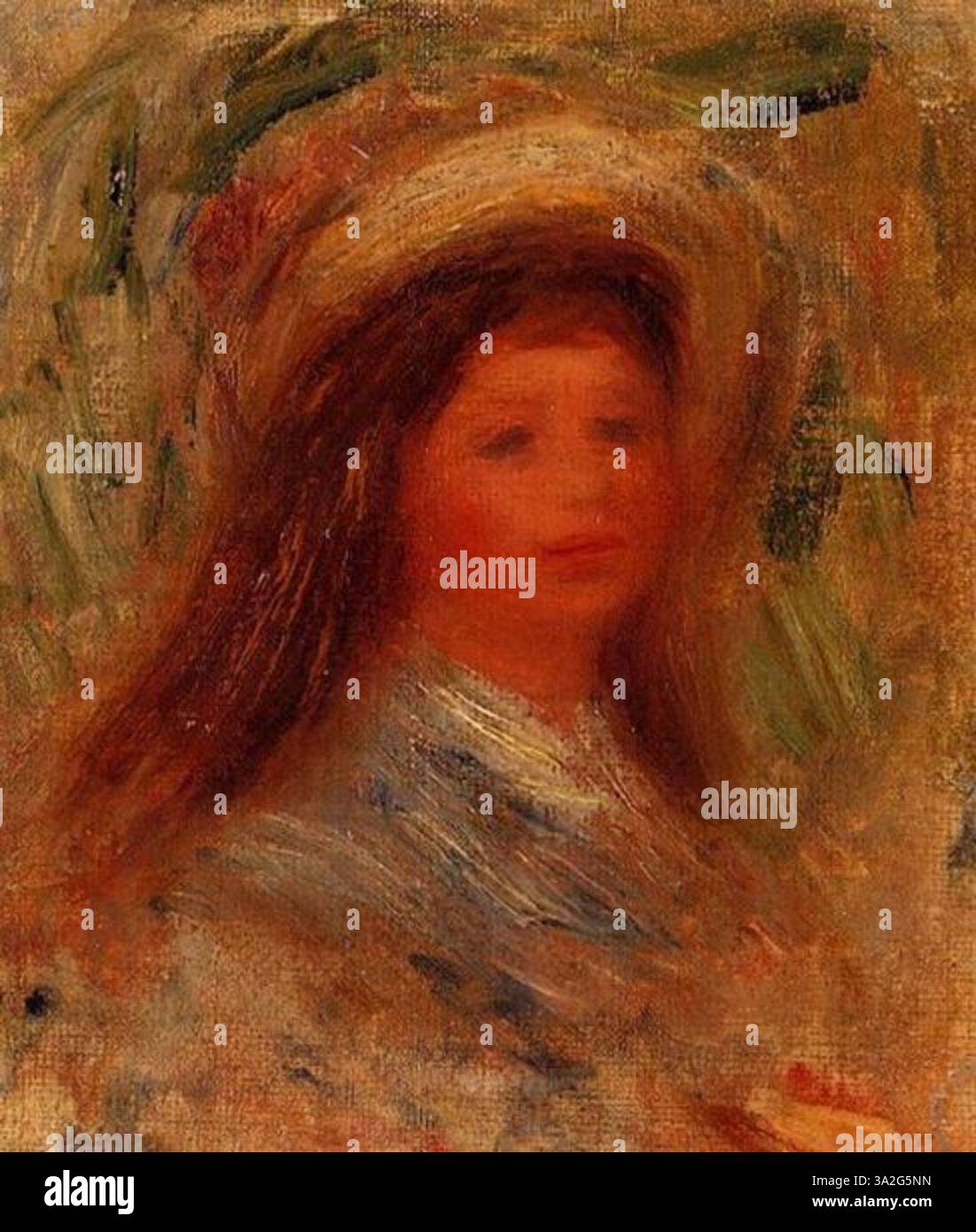 In this portrait, Renoir captures a woman’s face with soft brushwork ...