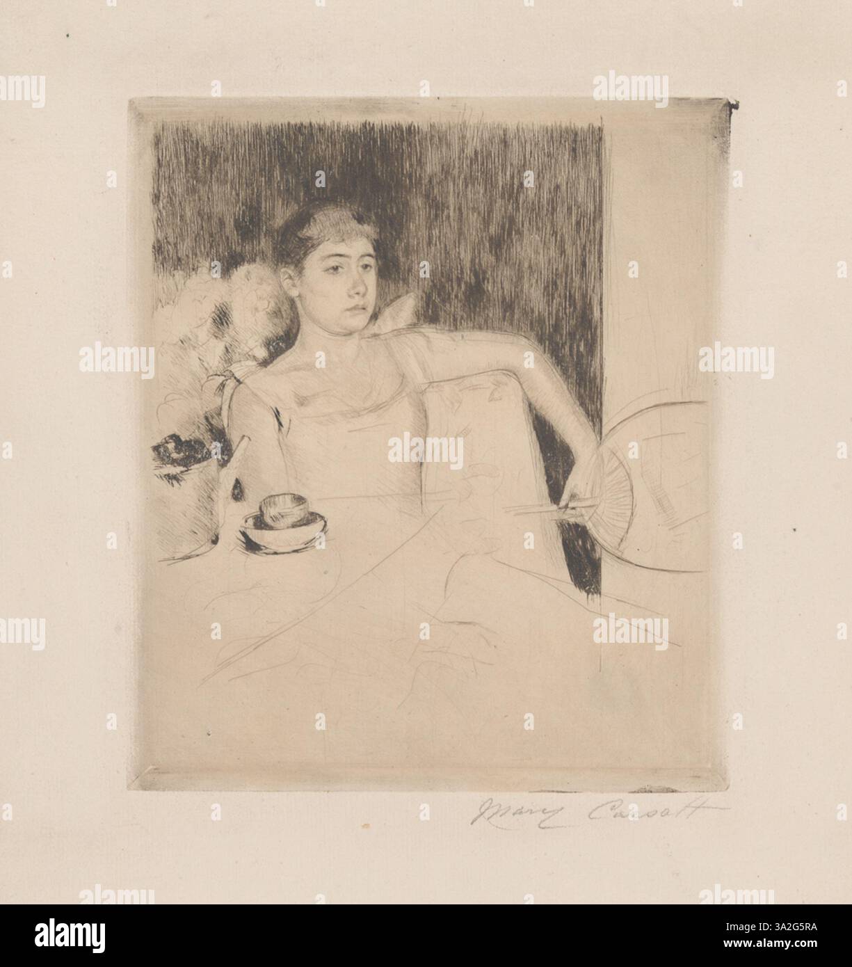 'Tea' by Mary Cassatt depicts a domestic scene where a woman enjoys tea ...