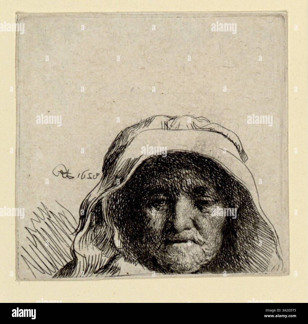 The subject’s facial expression is accentuated by Rembrandt's signature ...
