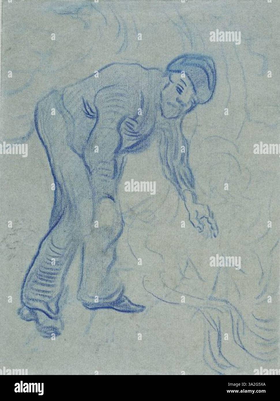 Vincent van Gogh’s drawing illustrates a rural landscape with an ...