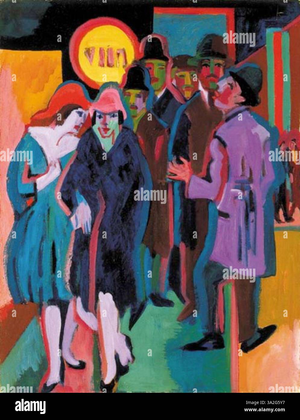 'Nächtliches Strassenbild' (1925) by Ernst Ludwig Kirchner depicts a ...